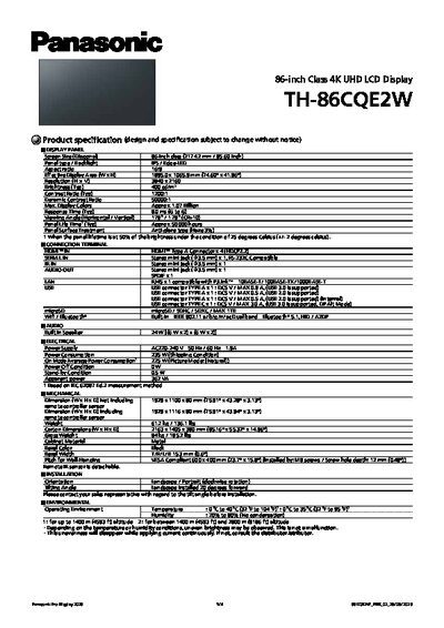 TH-86CQE2 | Panasonic Connect